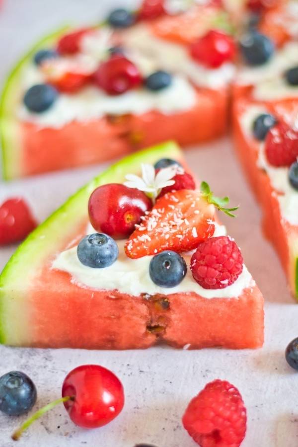 Watermelon Fruit Pizza with Yogurt - Becca Ink