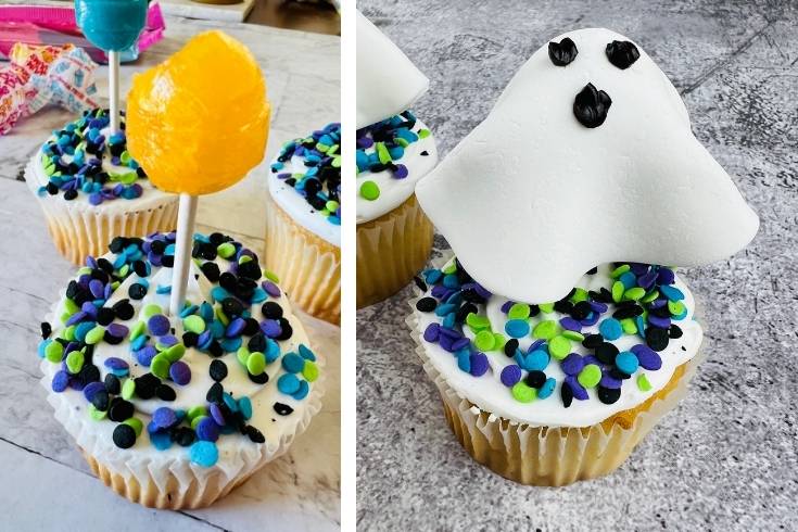 Halloween Ghost Cupcakes with Fondant Cake Toppers