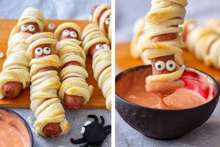 Mummy Hot Dogs Recipe (with Gluten Free Cheesy Garlic Bread)